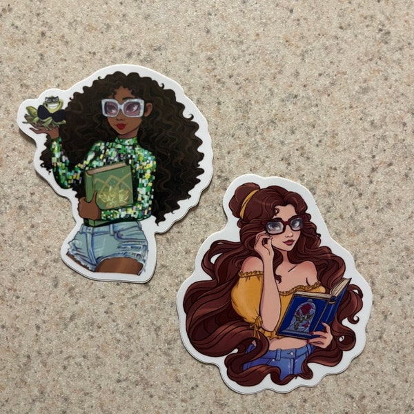 Bookworm Belle Sticker - Etsy