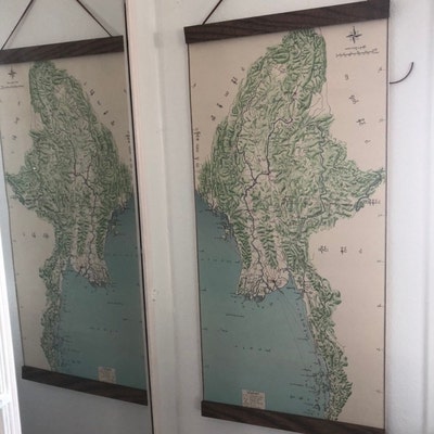 Map Hanger Frame Magnetic Wood Poster Hanger - Etsy