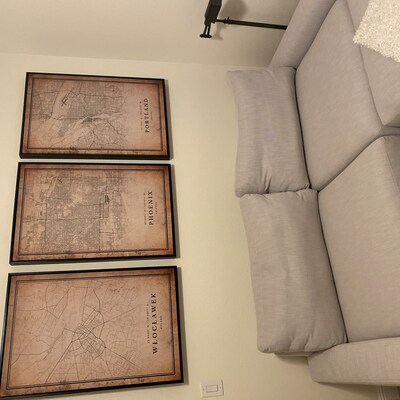 Set of 3 ANY CITY Vintage Map Posters Personalized Antique Map Prints ...