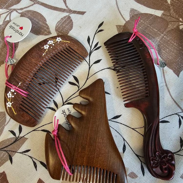 Handcrafted Wooden Comb Gift Set Detangler/finish Combs Made From South ...