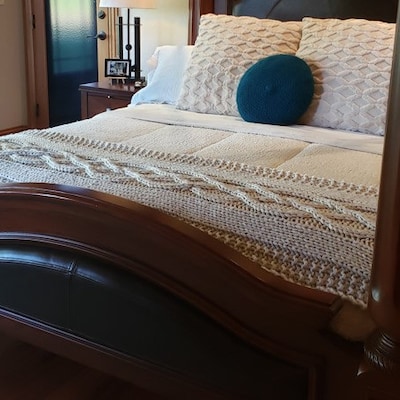 BED RUNNER KNITTING Pattern, Super Chunky Knit Blanket Gift, Quick Knit ...