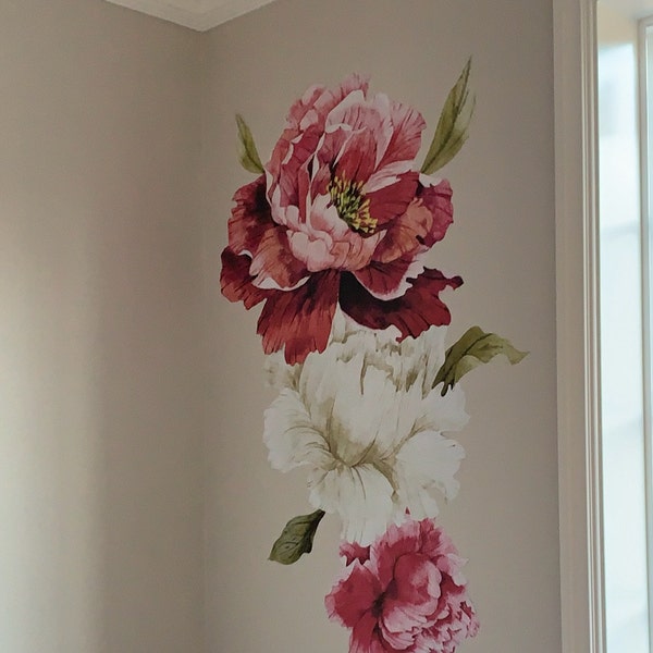 Flower Decals, Large Pink and Red Flower Decals Wall Stickers ...