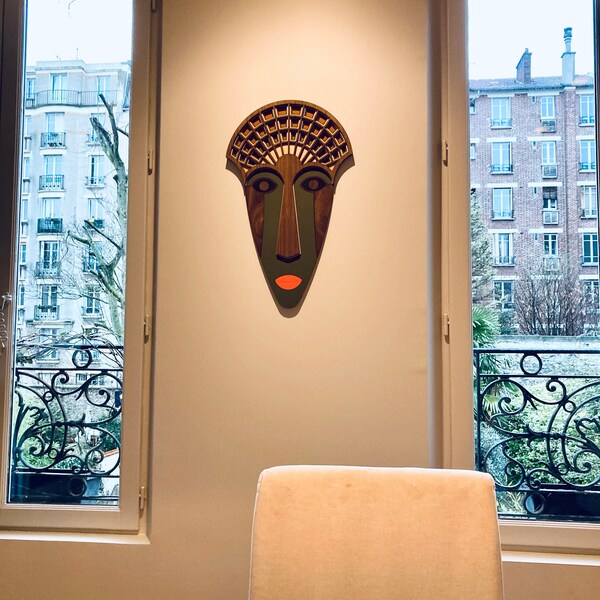 Decorative Mask, Living Room Wall Decor, Pop Art, Wood Wall Hanging ...