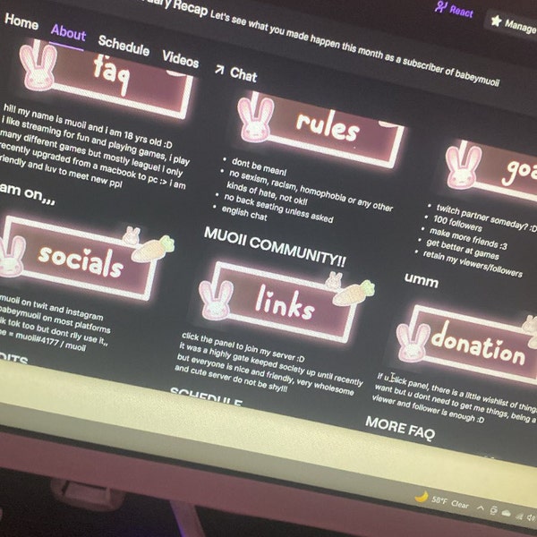 Twitch Stream Layout Package - [animated] Pink Bunny - Etsy