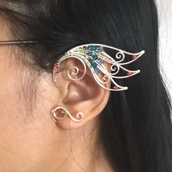Pair of Ear Cuffs Hummingbird- Ear Cuffs - Elf Earrings - Ear Crawler ...
