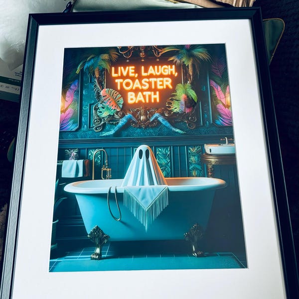 Live, Laugh, Toaster Bath - Tropical Gothic Bathroom Decor, Funny Ghost ...