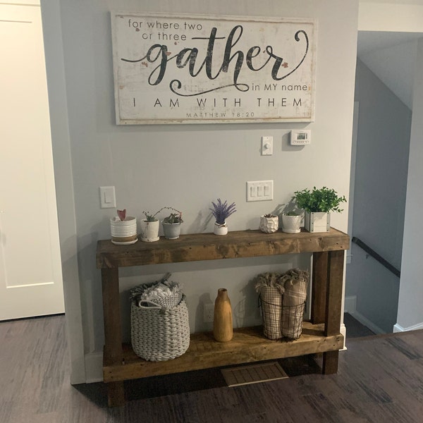 GATHER Sign Matthew 18:20 Modern Farmhouse Decor Fixer Upper Sign Home ...