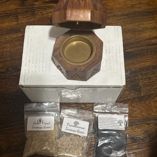 Resin Incense Burner Kit Starter Set, Natural Wood Incense Holder 5.5 ...