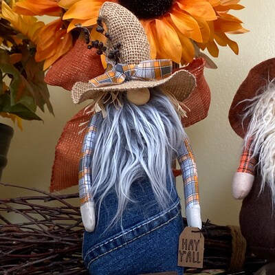 Pumpkin Farmer Gnome Scarecrow Gnome Handmade Gnome Hay Yall Fall Gnome ...