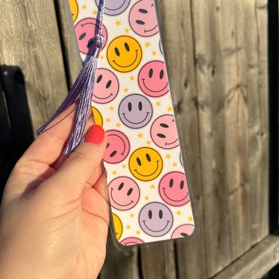 Retro Happy Faces Bookmark Collection pink & Purple - Etsy