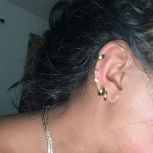 14k Solid Gold Tiny Bold Hoop Earring, Dainty Simple Hoop Earring ...