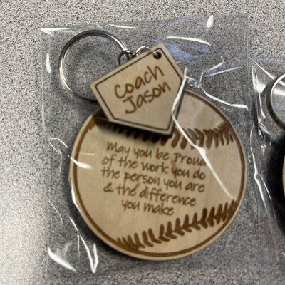 Baseball Softball Coach Keychain, Personalized Gift, Engraved Name ...
