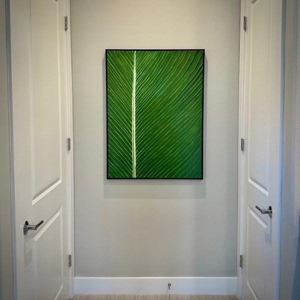 Large Green Leaf Painting Green Abstract Painting Leaf Oil Painting on ...