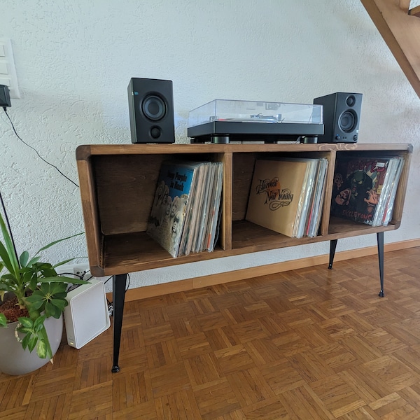 Solid Wood Record Player Stand/ Modern Wood Record Storage - Etsy