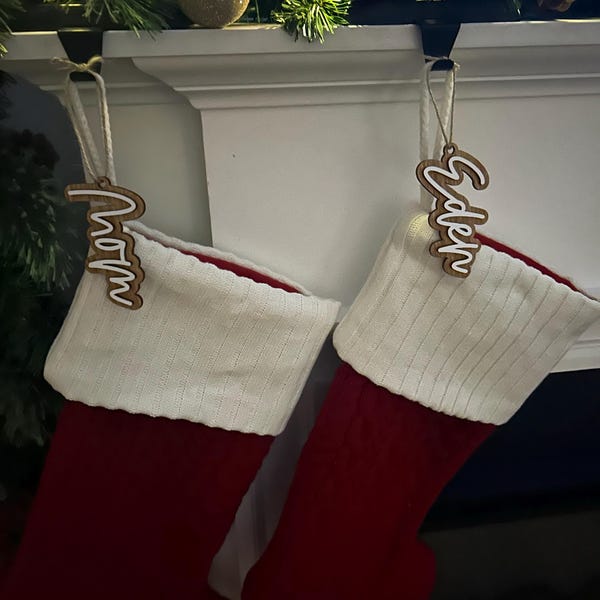 Personalized Stocking Tags Wooden Name Tags Christmas Labels Wooden ...