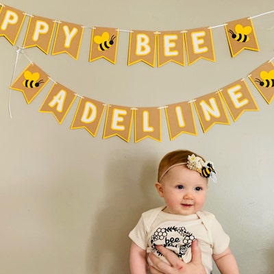 Bee Themed Happy Birthday Banner, Bumblebee Birthday Party, Happy Bee ...