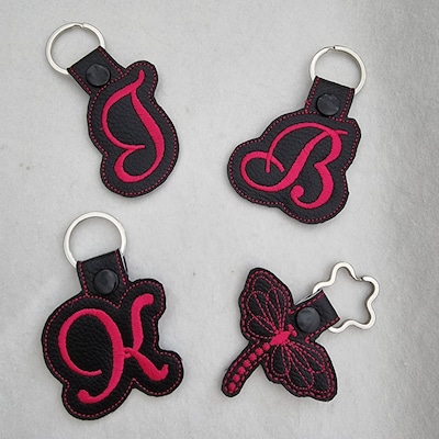 Key Fob Snap Tab Monogram Script Initial Letters From A up to Z in the ...
