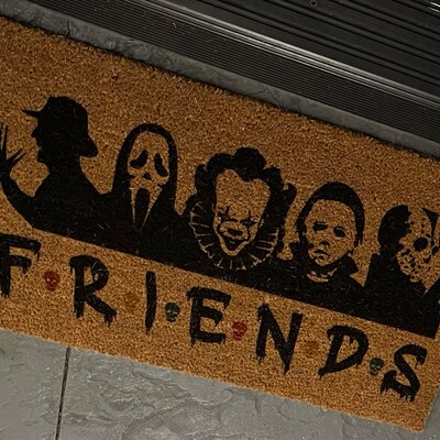 Best Friends Halloween Team Coir Door Mat, Welcome Horror Characters ...