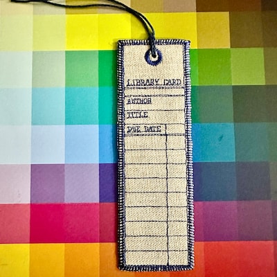 Library Card Bookmark Embroidered Bookmark - Etsy
