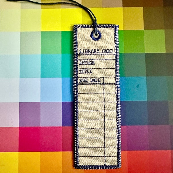 Library Card Bookmark - Embroidered Bookmark - Etsy
