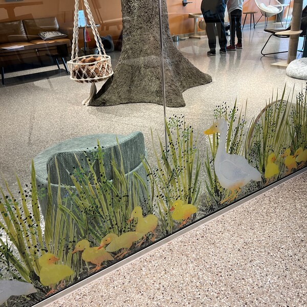 Duck Window Sticker - Mummy Duck and Duckling Green Grass Spring Window ...