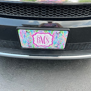 Black License Plate-monogram Car Tag Vine Font Front License - Etsy