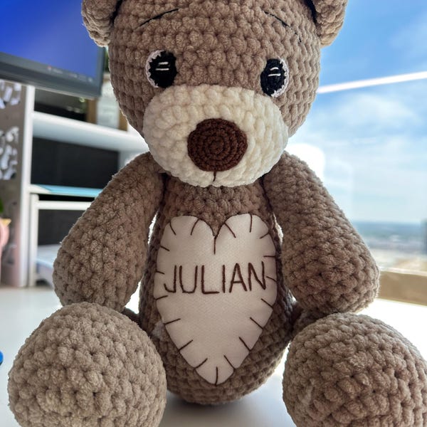 Personalized Stuffed Teddy Bear, Custom Plush, Crochet Bear - Etsy