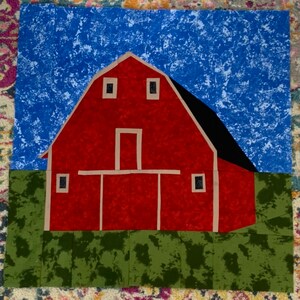Paper Pieced American Red Barn Quilt Pattern; 12 Inch Farm Quilt ...