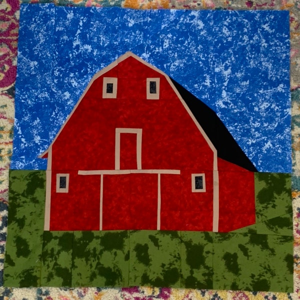 Paper Pieced American Red Barn Quilt Pattern; 12 Inch Farm Quilt ...