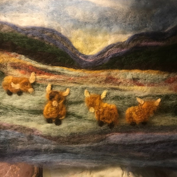 Make a Felted Painting - Highland Cow - Painting With Wool - Felt 2D ...
