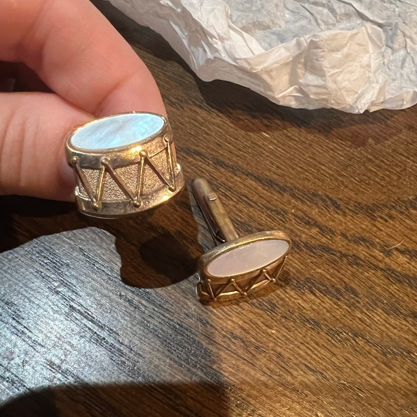 Vintage 1920's Snap Cufflinks, Silver Tone Mother of Pearl Snap Link ...