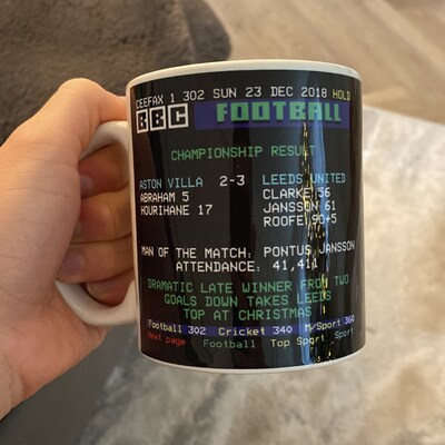 Personalised Retro Ceefax Mug Teletext Sports Coffee / Football Match ...