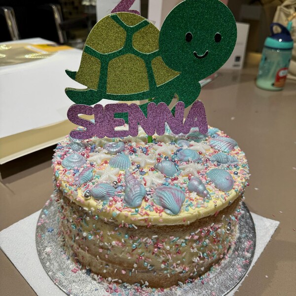 Custom Turtle Cake Topper - Tortoise Cake Topper, Turtle Birthday Decor ...