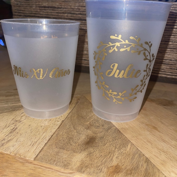 Modern Wedding Shatterproof Cups, Monogram Cups, Oh Happy Day Cups ...