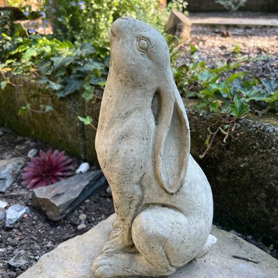 Stone Garden Moon Gazing Hare Ornament - Etsy UK
