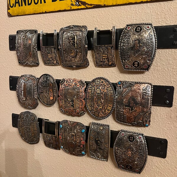 BELT BUCKLE RACK - 5 Hooks Wall Display - Hammer Textured by Blacksmith ...