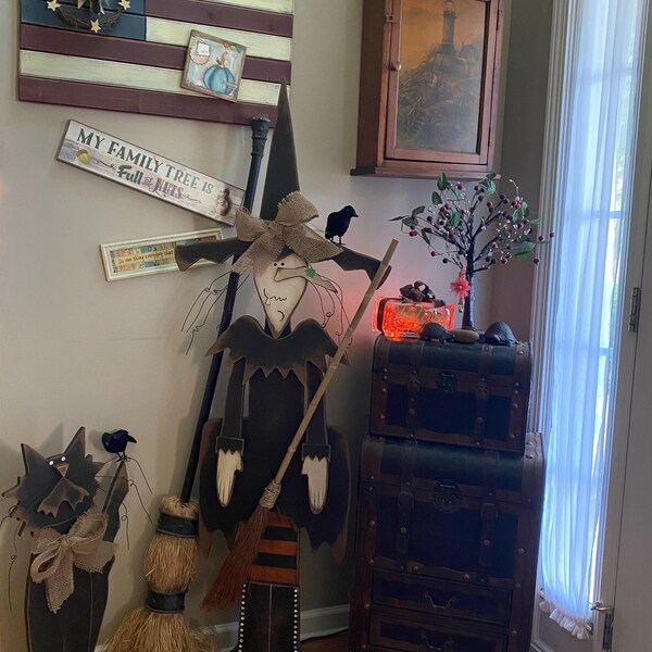 Witch and or Cat Porch Statue Halloween Porch Figure Decor - Etsy