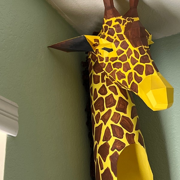 Paper Giraffe Trophy, Giraffe Head, Download, Paper Craft Animal, Faux ...