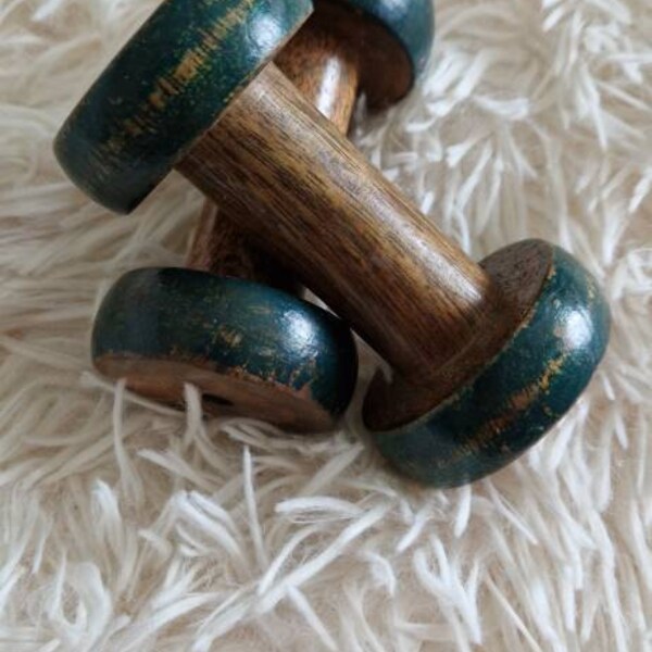 Vintage Antique Wooden Mill Bobbins, Metal Bound Original Patina ...