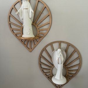 Floating Sun Teardrop Shaped Wood Wall Shelf Accent Shelf Plant Shelf ...