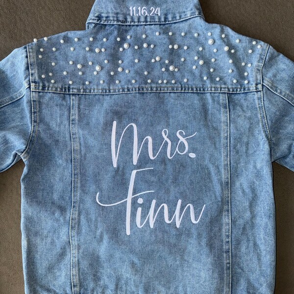 Embroidered Pearl Bride Jean Jacket - Etsy