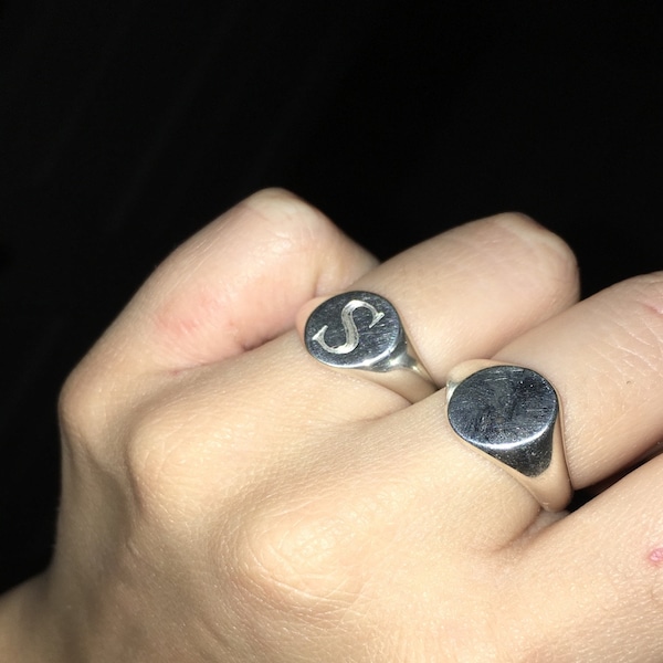 Monogrammed Signet Ring - Personalized Engraved Solid Sterling Silver ...