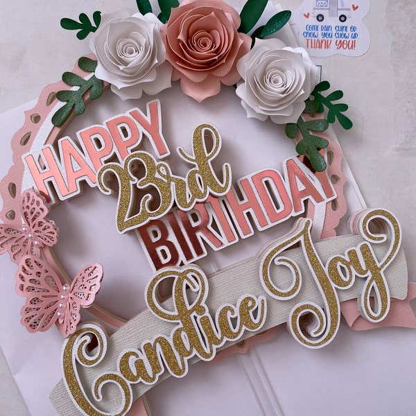 Floral Cake Topper | Butterfly Cake Topper | Sweet 16 | Anniversary ...