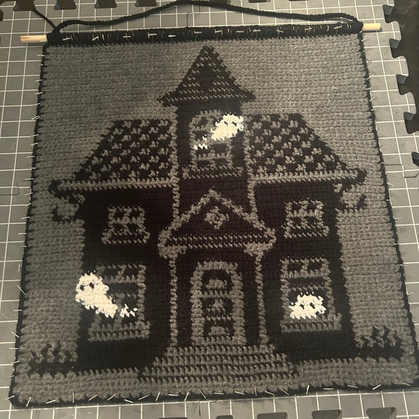 Haunted House Tapestry Crochet Pattern / Wall Art / Instant Download ...