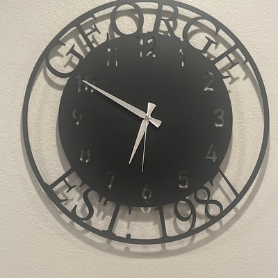 Custom Name and EST Large Metal Wall Clock, Silent Clock for Wall ...