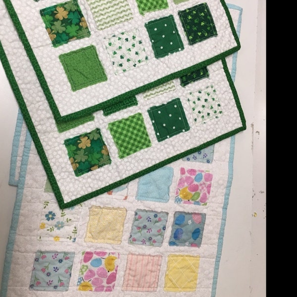 Scrappy Baby Quilt Table Quilt Reproduction Fabrics 36x36 Quilted Table ...
