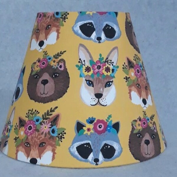 Whimsical Forest Animals Lamp Shade. Fox, Raccoon, Bear and Rabbit ...