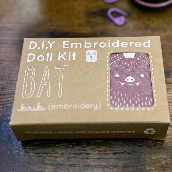 Kiriki Press DIY Embroidered Doll Kit - Bat (level 1) - Etsy