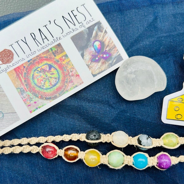 Nature-inspired Hemp Bracelet: Gemstone Boho Hemp Jewelry for an Earthy ...