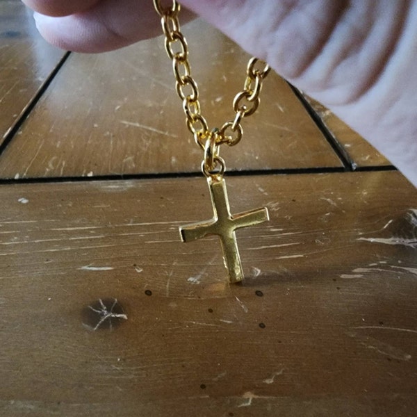 24K Solid Gold Cross Pendant. Pure Gold Thick Cross Necklace. Gold 9999 ...